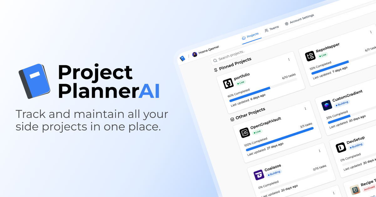 ProjectPlannerAI | Manage your side projects in one place